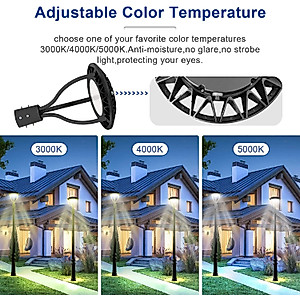 LED Post Top Light with Dusk to Dawn Photocell,80W/100W/120W/150W Power Tunable,3CCT 3000K-4000K-5000K,LED Circular Pole Light Outdoor Post Light,for Garden Street Lighting,IP65 DLC&ETL Listed-2Pack