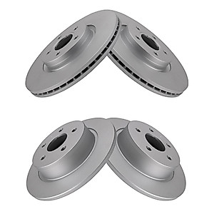 TRQ Front and Rear Brake Rotors Set Premium G-Coated Compatible with 2013-2016 Ford Escape 2014-2018 Transit Connect