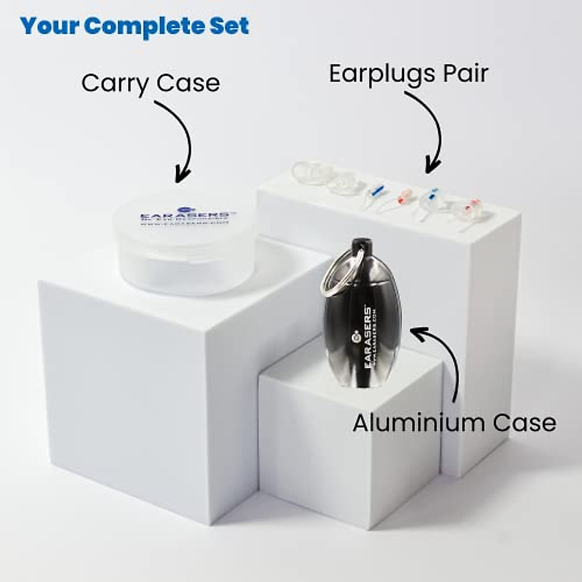 EARasers Noise Cancelling Earplugs - Reusable Soft Silicone Noise Reduction Musicians Comfort US Medium Earplugs For Concert, Dentist With Waterproof Black Keychain Carrying Case – 19dB Peak Reduction