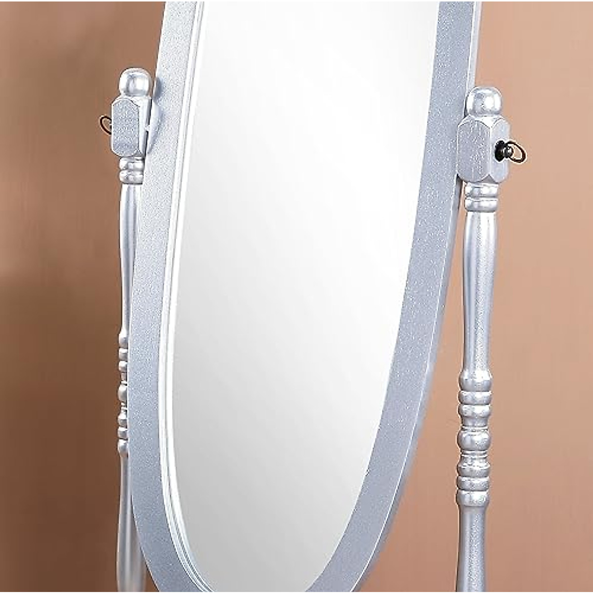 DaNeti Traditional Style Floor Mirror (Color : Silver)