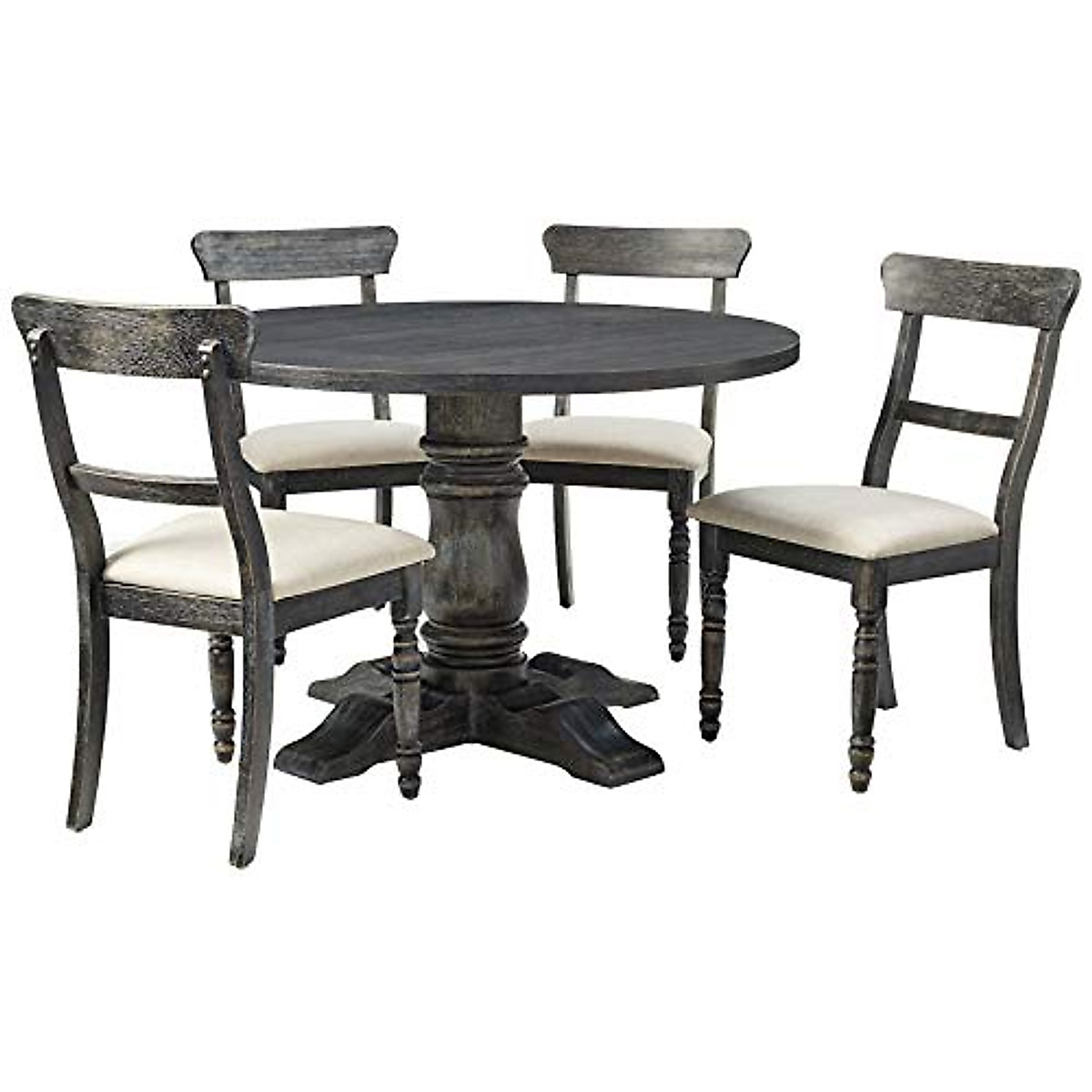 Selena 5 Pcs Dining Set, Weathered Gray