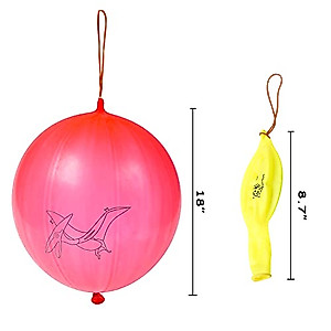 30 Pack Dinosaur Punch Balloons,18 inch Strong Balloon with Rubber Band Handles,6 Styles for Daily Games Classroom Decoration,Birthday Party Favors for Kids