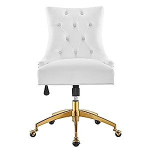 Modway Regent Tufted Performance Velvet Swivel Office Chair in Gold White
