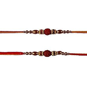 PRC Online Retail Rakhi for Brother Rakhi Set of 3 Rudraksha Rakhi/Rakhee Thread Bracelet for Bhai Bhaiya- Rakhi | Raksha Bandhan |