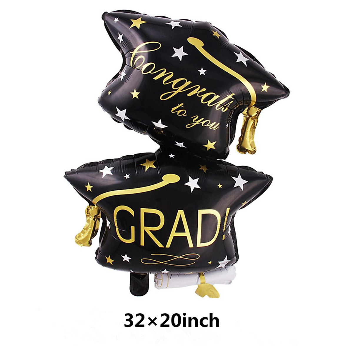 AVMBC Graduation Balloons Large Graduation Cap Balloons, Congrats Grad Cap Balloons Graduation Mylar Foil Balloons, Graduation Party Decorations Supplies (2Pcs)
