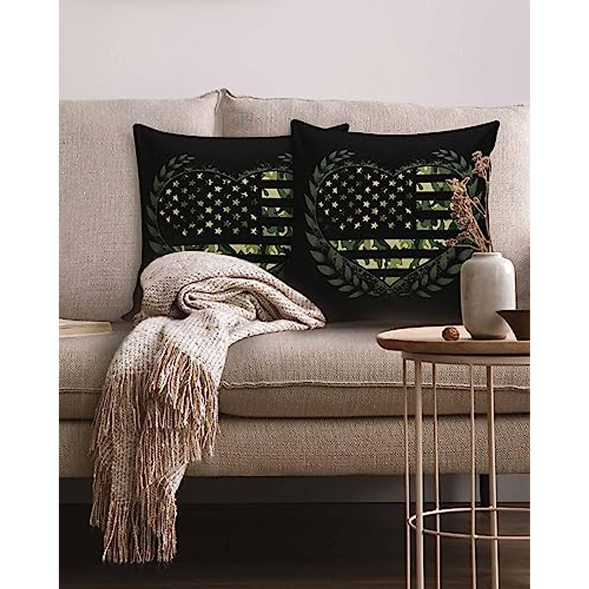 applebless Set of 2 Throw Pillow Covers Square for Home Decor, Camo 18x18 Inch Cotton Reversible Pillow Case Sofa Soft Cushion Cases for Bedroom Couch Bed Car Chair