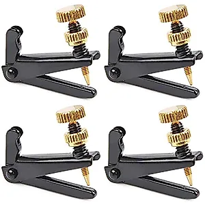 KAIY Violin Fine Tuners for 4/4-3/4 Violin, Stainless Metal String Spinner Adjuster, Nickel Plated Anti Rust, 4 Pcs Black/Gold