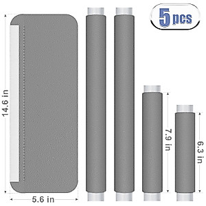 Metonsto Refrigerator Door Handle Covers, 5PCS, Leather Kitchen Appliance Handle Covers Keep Your Fridge Microwave Oven Stove Dishwasher Clean, Save Your Time, Trimmable and One Size Fits All (Gray)