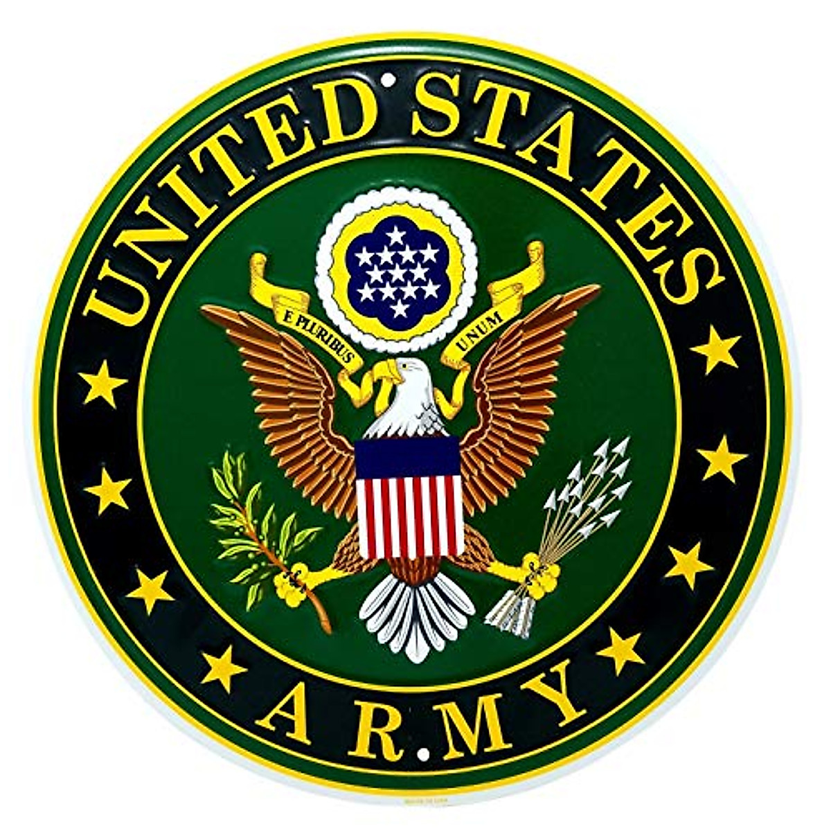 Ramsons Imports U.S. Army Emblem 12" Round Metal Sign, Made in USA