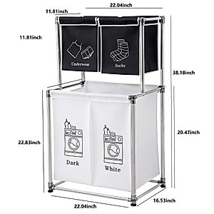 ZJWSRSST Laundry Basket 2 layer laundry sorter with 4 detachable bags for sorting clothes, laundry, closet, bathroom, living room or bedroom areas laundry separator hamper