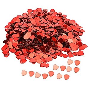 Jeanoko Sprinkle Sequins 3000Pcs Confetti Heart‑Shaped for Gift Packaging Party Supplies Card Making Dinner Table(red)