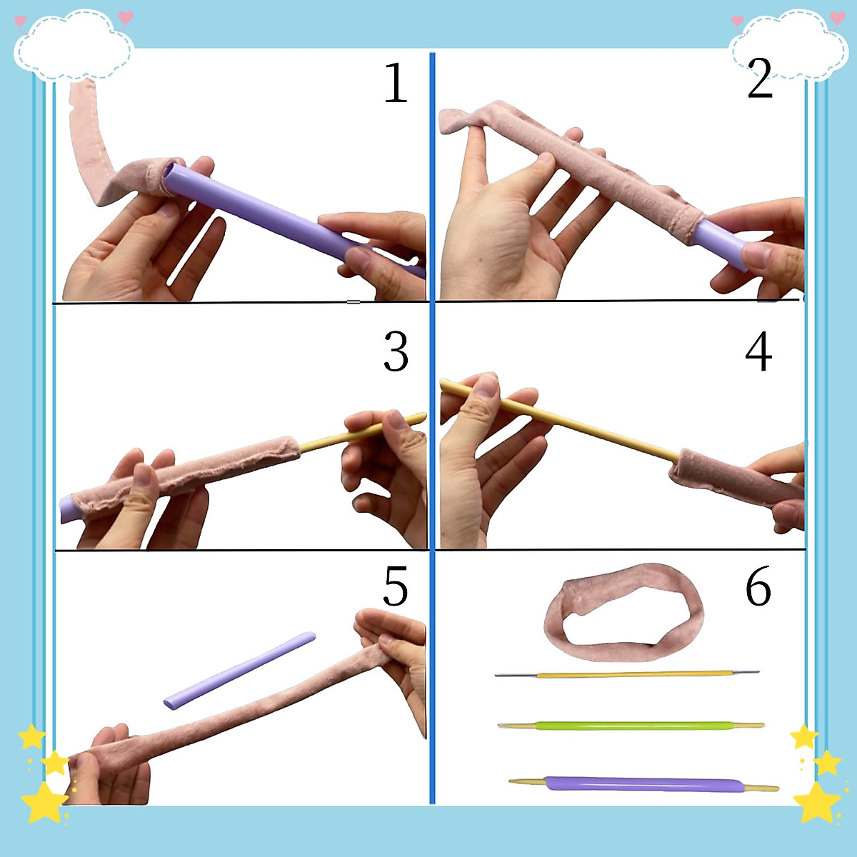 YHOLSDAS Quick Turn Fabric Set for Fabric Sewing, Sewing Tools for Crafts Sewing Knitting, 3 Sizes Tube Turners for Fabric Sewing Supplies