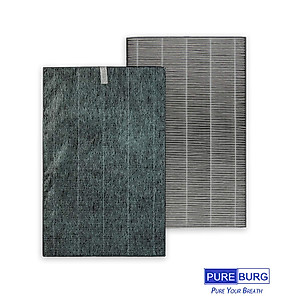 PUREBURG Replacement HEPA Filter Set Compatible with Sharp KC-850U / KC-C100U PlasmaCluster Part # FZ-C100HFU / FZ-C100DFU / FZ-C100MFU