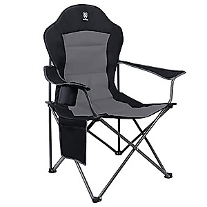 EVER ADVANCED Folding Camping Chair for Outside with High Back Padded Oversized Lawn Chairs Folding Lightweight Sturdy Steel Portable Outdoor Camp Chair for Adults