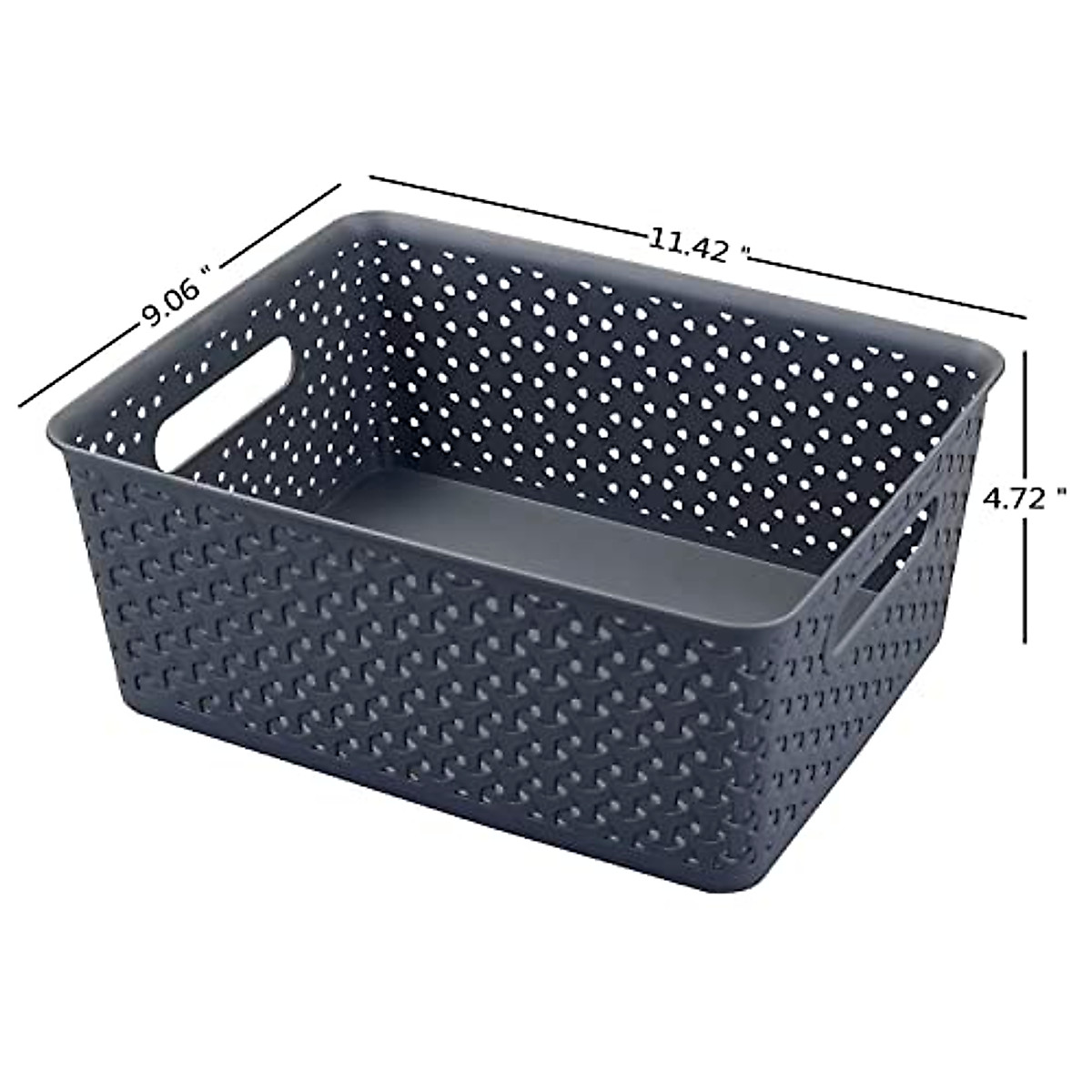 Neadas Plastic Woven Storage Basket, Plastic Weave Storage Bin, 4 Packs