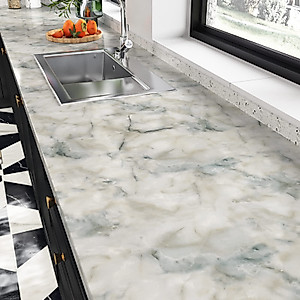 Gray Marble Contact Paper Peel and Stick Wallpaper Counter Top 24" x 118" Contact Paper for Countertops Waterproof Kitchen Backsplash Marble Wall Paper Vinyl Self Adhesive Contact Paper for Cabinets