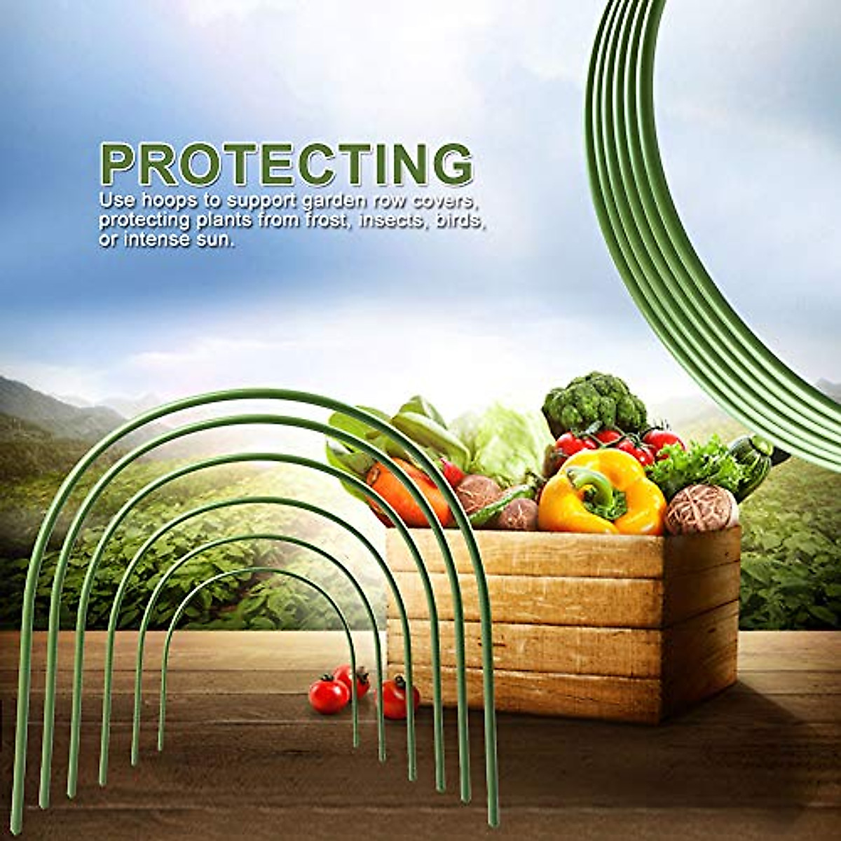 Greenhouse Hoops,Plastic Coated Hoops with Steel Inside Rust-Free Grow Tunnel Tunnel Support Hoops for Garden Fabric,19.7"x19.7"/6-Pack