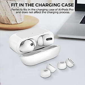AhaStyle AirPods Pro 2 Replacement Ear Tips with Noise Reduction Hole【Fit in The Charging Case】 6 Pairs Compatible with Apple AirPods Pro 2019 & AirPods Pro 2 2022