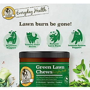 Mcgrupps Green Lawn Chews for Dogs - Grass Burn Relief for Yellow Lawn Spots Caused by Dog Urine -Cranberry for Urinary Tract & Bladder + Digestive Enzymes - Made in The USA -130 Ct