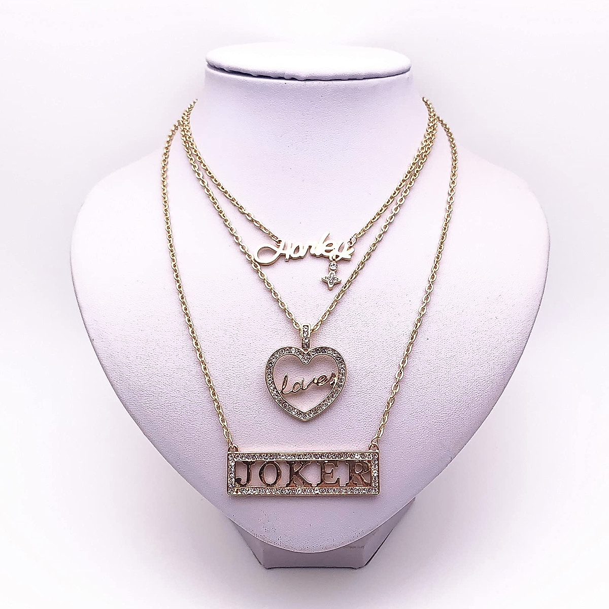 DreamWater Halloween Cosplay Three Piece Love Charm Necklace Gifts for Woman Men