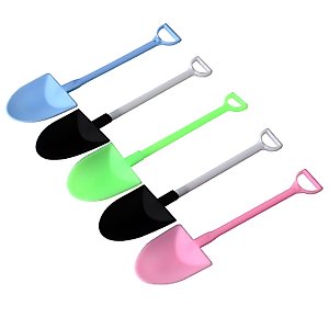 HAZOULEN Colorful Novelty Disposable Plastic Shovel Shape Dessert Spoon, Set of 100