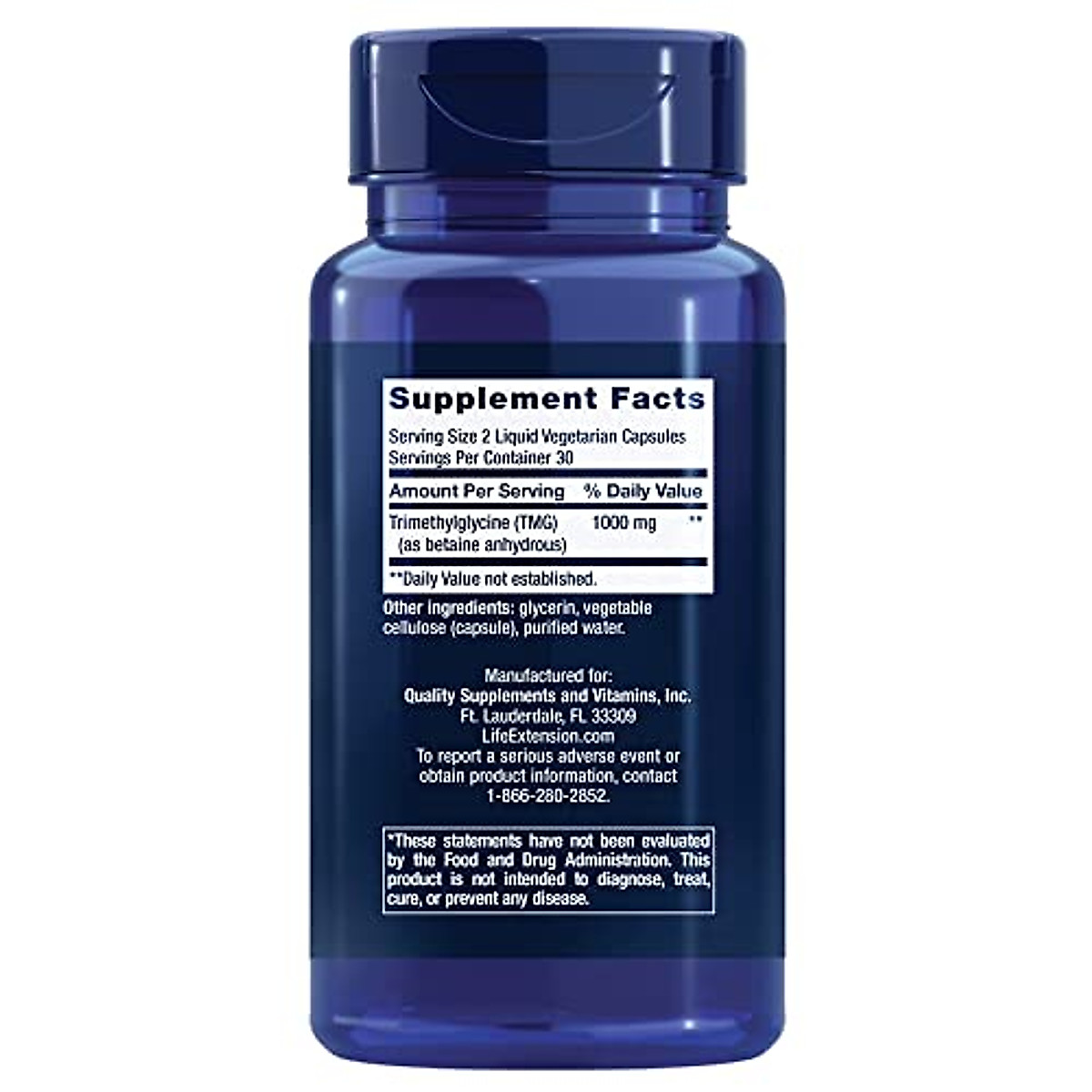 Life Extension TMG 500 mg – Trimethylglycine – For Healthy Homocysteine levels – Gluten-Free, Non-GMO – 60 Liquid Vegetarian Capsules