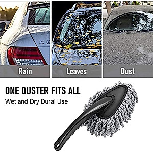 Shopping GD Multi-Functional Car Duster Cleaning Dirt Dust Clean Brush Dusting Tool Mop Gray Car Cleaning Products