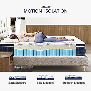 EEN EEN SLEEP Queen Mattress in a Box, 12 Inch Hybrid Mattress Queen Size, Medium Firm Mattress with Foam and Pocket Innerspring, Strong Edge Support, Fits All Bed Frames, CertiPUR-US