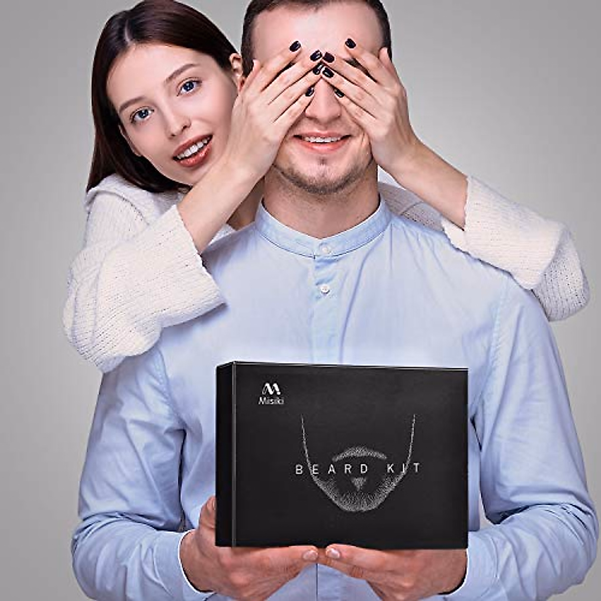 Misiki Beard Kit for Men Grooming & Care, Beard Growth Kit with Trimming Tool Set, Natural Beard Care Growth Oil & Wash, Brush, Comb, Scissors & Storage Bag, Beard Care Perfect Gifts for Man