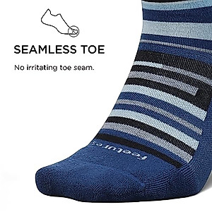 Feetures Everyday Max Cushion Crew Sock for Men - Moisture-Wicking Socks - Transit Blue, L (1 Pair)