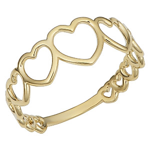 Kooljewelry 14k Yellow Gold Graduated Hearts Ring (size 7)