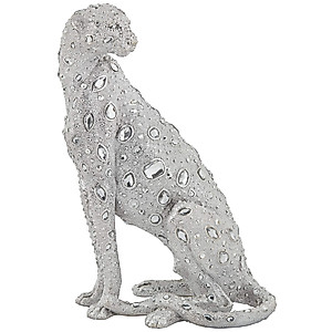 Studio 55D Sitting Leopard 16" High Silver Sculpture
