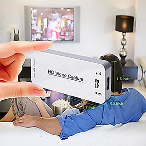 Video Capture Card, HDMI to USB 3.0 Capture Card, Analog Video Capture Dongle Device, Full HD 1080p 60FPS Live Streaming and Recording for Switch PS5 PS4 Xbox, Compatible with Windows Linux Mac OS