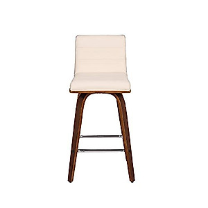 Armen Living Vienna Counter Height Bar Stool Kitchen and Dining, 26" Cream/Walnut, More color/size option