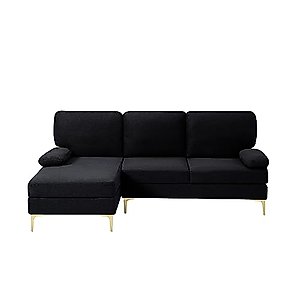 MMTGO U Shape Chenille Modular Sectional Sofa, w/Ottoman, 2 Cup Holders, USB Port, Pillows and Removable Back Cushions, 9 Pieces Upholstered Couch, for Living Room, 79, Black