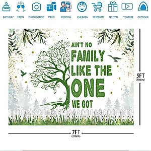 Ticuenicoa Family Reunion Backdrop 7x5ft Family Tree Leaves Welcome to Our Family Members Photography Background Gathering Gold and Green Party Decorations Supplies Photo Banner Booth Props