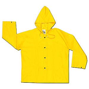 MCR Safety 300JHX2 Wizard PVC/Nylon Flame Resistant Jacket with Attached Hood, Yellow, 2X-Large