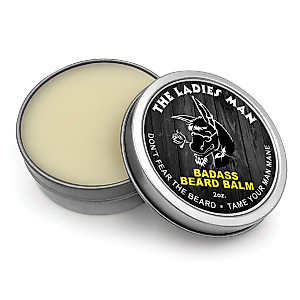 Badass Beard Care Beard Balm - The Ladies Man Scent, 2 Ounce - All Natural Ingredients, Soften Hair, Hydrate Skin to Get Rid of Itch and Dandruff, Promote Healthy Growth