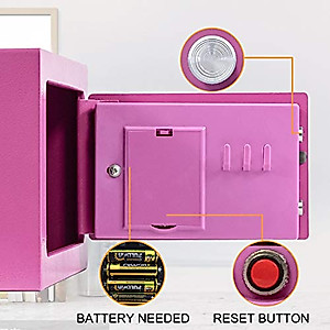 SamYerSafe Safe Box with Sensor Light, Security Safe with Electronic Digital Keypad Money Safe Steel Construction Hidden with Lock，Small Safe for Office Home Hotel (Pink)