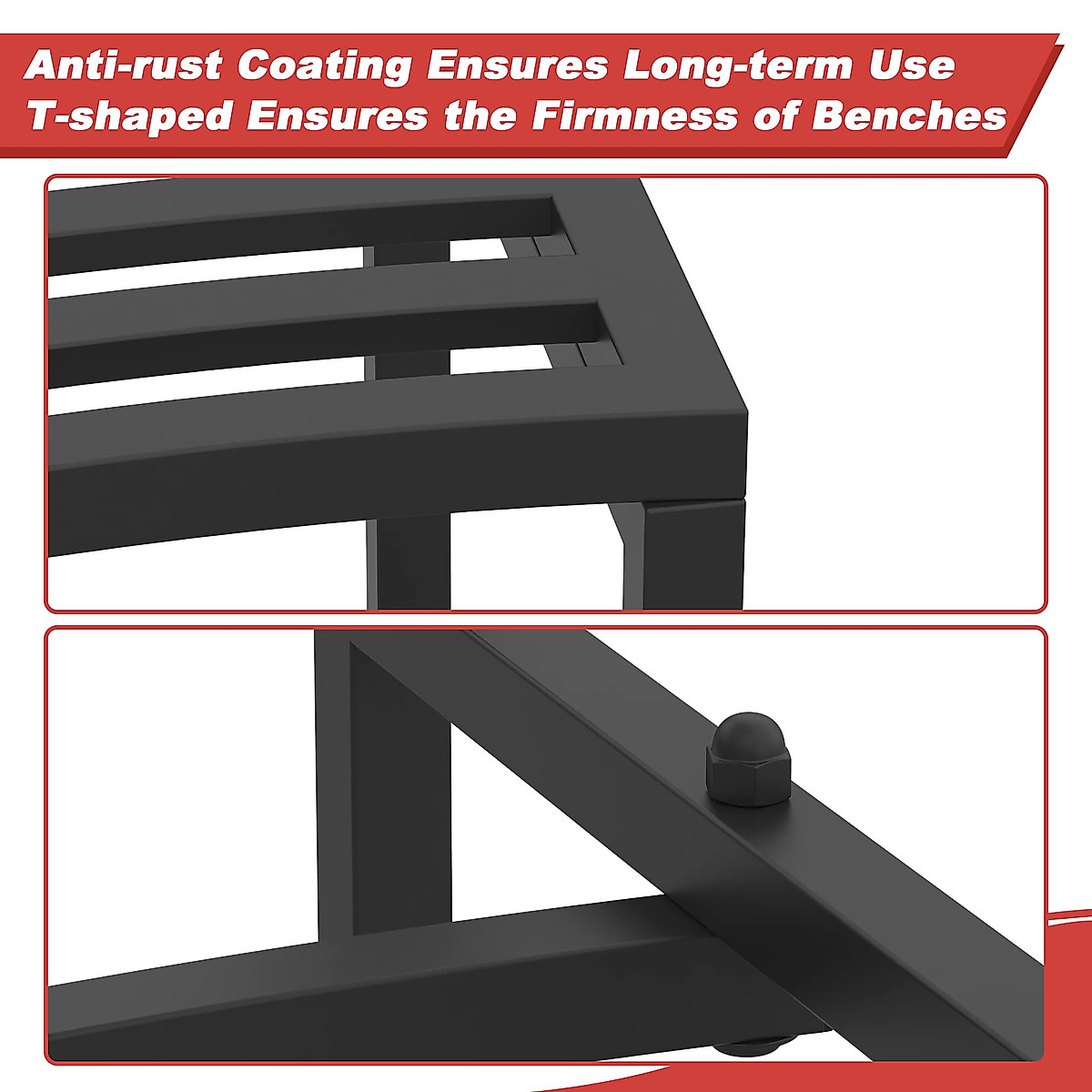 Mingyall Metal Curved Fire Pit Bench Set of 4, Outdoor Fire Pit Seating, Coated Black Metal Outside Bench, Steel Backless Fire Pit Bench for Garden, Patio, Porch, Backyard