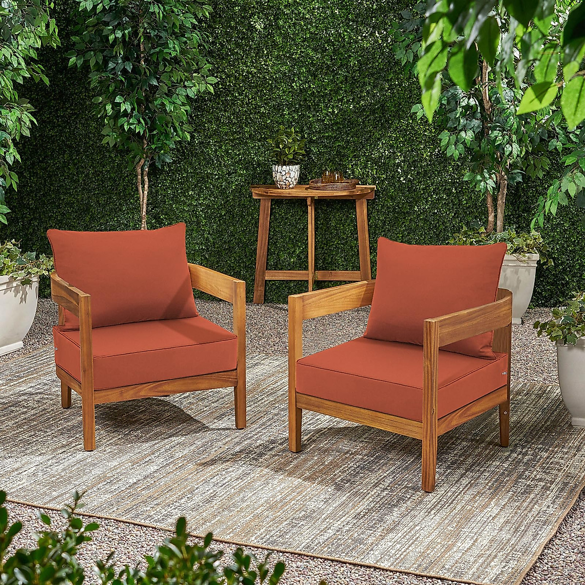 Favoyard Waterproof Outdoor Seat Cushion Set & Water-resistant Patio chair cushions 19 x 19, Red