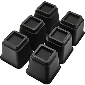 MONTIHOLD Bed Furniture Risers 5 inch, Heavy Duty Bed Lifts in Heights of 5 Inch, Furniture Risers for Bed, Couch, Desk, Sofa, Chair, Table Legs Extenders (Set of 6, Black)