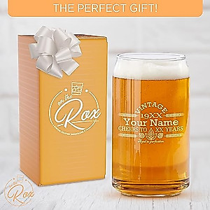 Customized Beer Can Glass-Personalized-Birthday Beer Glass-Engraved-Vintage-Cheers-Aged To Perfection-Birthday Gift-Etched Beer Glass-Barware (1)