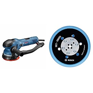 BOSCH GET65-5N 5 In. Dual-Mode Random Orbit Sander&BOSCH RSM5046 5 In. Hard Hook-and-Loop Multi-Hole Sanding Pad