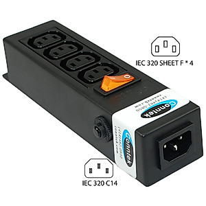 Conntek 55705 Power Strip 250 Volt 7-1/2-Inch Housing IEC C14 Inlet to 4 IEC 60320 C13 Receptacles Sheet F Computer/Server