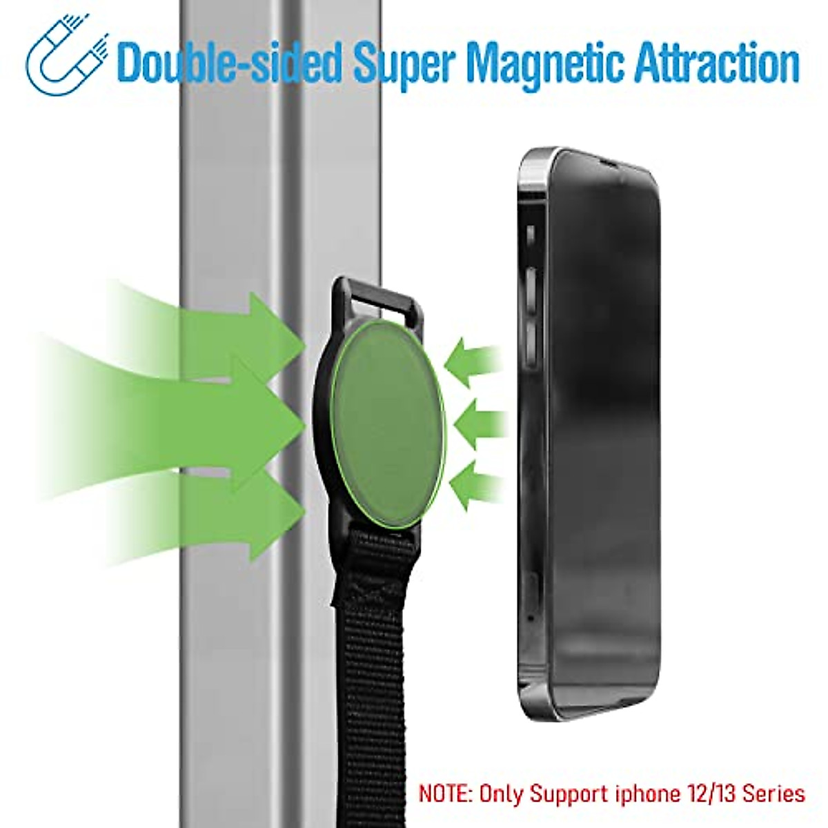 CoStySee Magnetic Phone Mount for Gym,Fitness Mount with Velcro Strap for Watching/Record Video/Taking Photo in Indoor Cycling/Treadmill,Compatible with Magsafe and iPhone 14/13/12 Series…