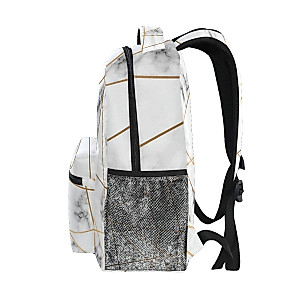AUUXVA Marble Golden Geometric Line Backpack Travel School Shoulder Bag for Kids Boys Girls Women Men