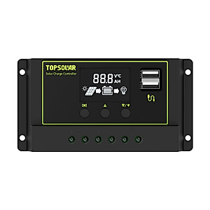 Topsolar 100W 12V Solar Panel Kit Battery Charger 100 Watt 12 Volt Off Grid System for Homes RV Boat + 30A Solar Charge Controller + Solar Cables + Brackets for Mounting