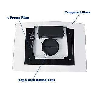 Tieasy Island Range Hood 36 inch 700 CFM Ceiling Mount Kitchen Stove Hood Ducted with Tempered Glass 4 LED Lights Touch Control 3 Speed Fan Permanent Filters