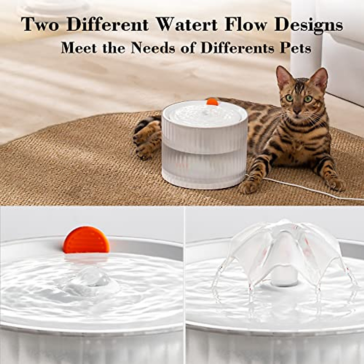 Cat Water Fountain Wireless,luti Water Fountain for Cats Inside with Wireless Pump,77OZ/2.3L Ultra Quiet Pet Water Fountain for Cats and Dogs,Easy to Clean,Cat Drinking Fountains Filters Included